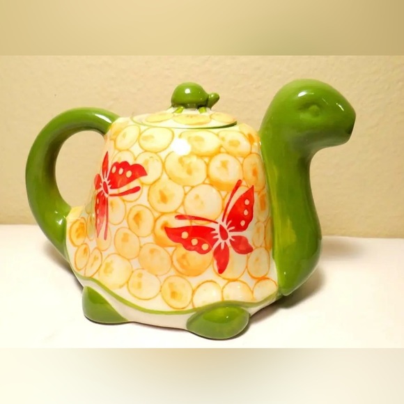 Pier 1 | Kitchen | Pier Imports Turtle Ceramic Teapot Hand Painted With ...
